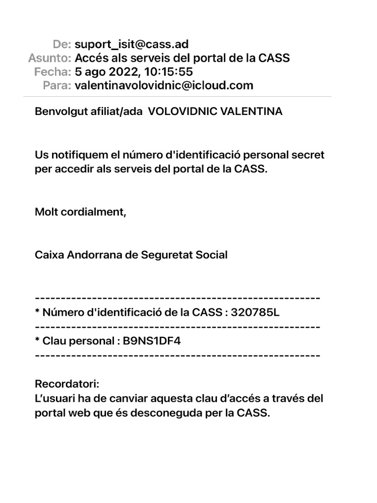 Accés als serveis del portal de la CASS | PDF