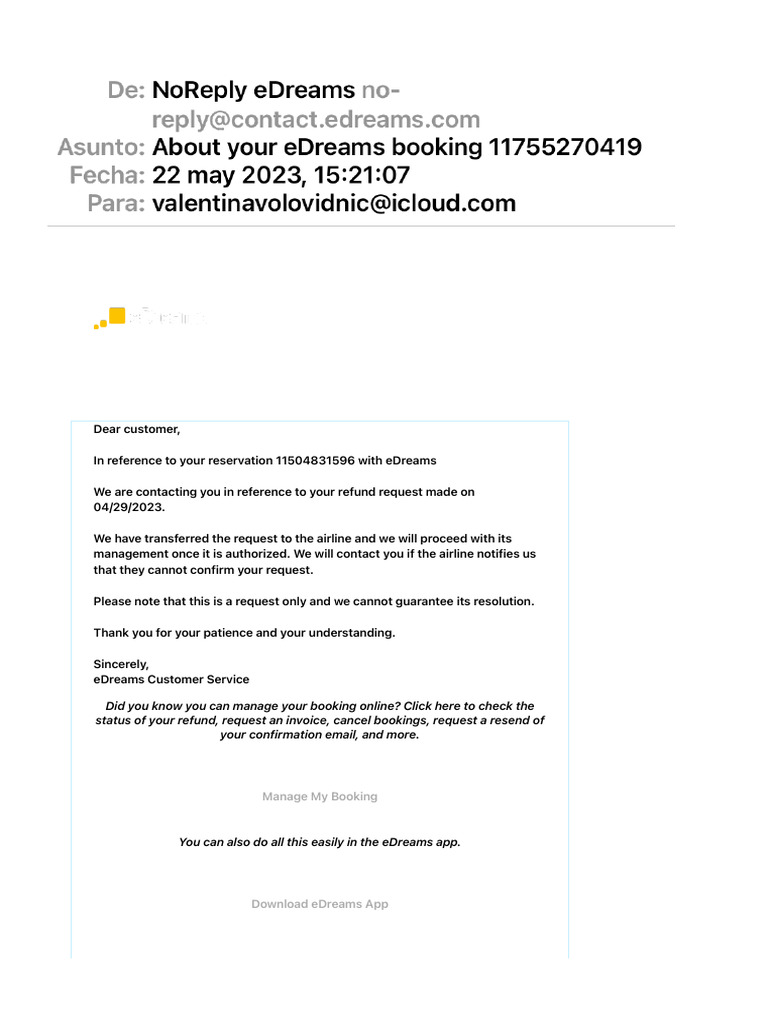 About Your EDreams Booking 11755270419 | PDF