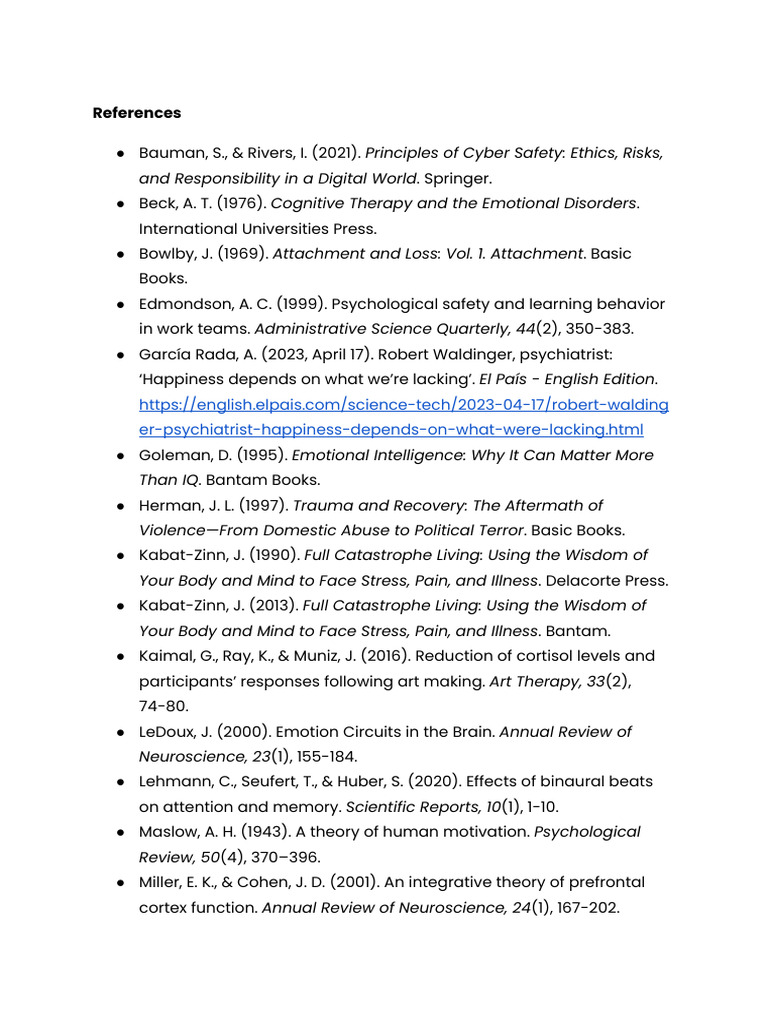 Psychology of Change - References | PDF | Emotions | Psychology