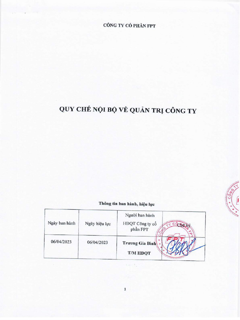 040723-FPT Quy Che Noi Bo Ve Quan Tri Cong Ty Da Duoc DHDCD 2023 Thong ...