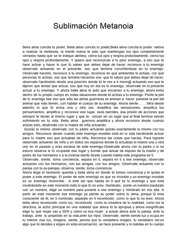 Sublimación Metanoia | PDF