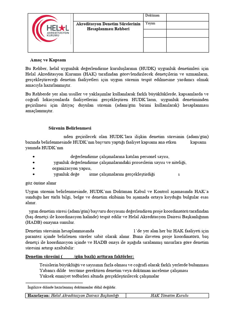 AKR-Pr01-Rh-005 Akreditasyon Denetim Sürelerinin Hesaplanması Rehberi R.0 - 19.11.2019 | PDF