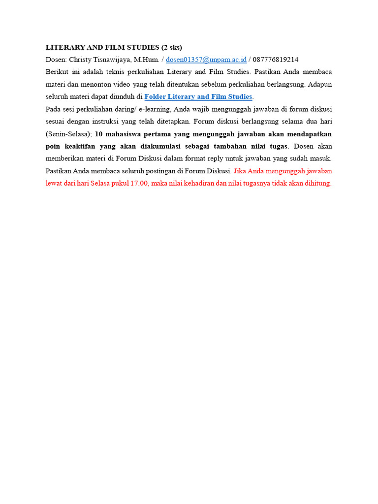 Literary and Film Studies | PDF