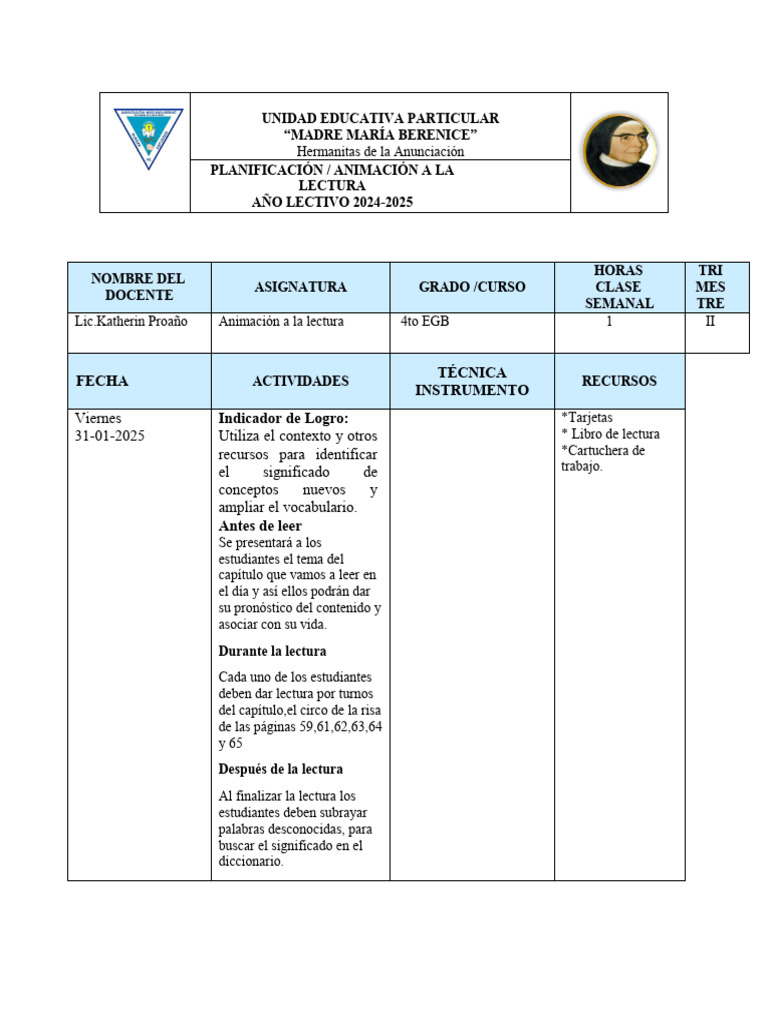 Semana 15 Animacion A La Lectura 4to E.G.B Litso | PDF