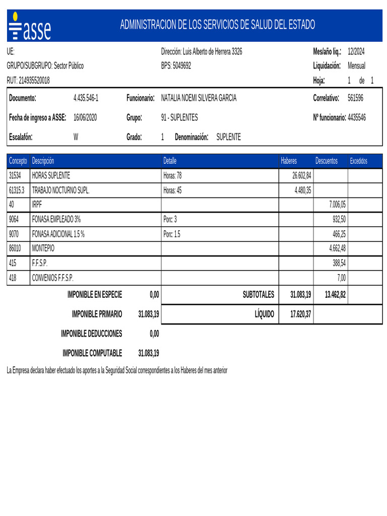 ReciboSueldo 44355461 12 2024 M 2 | PDF