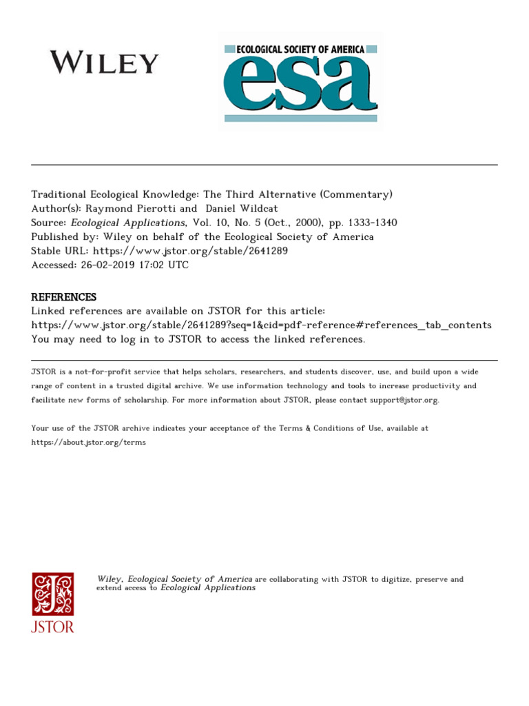 Pierotti Wildcat - Traditional Ecological Knowledge | PDF | Concept ...