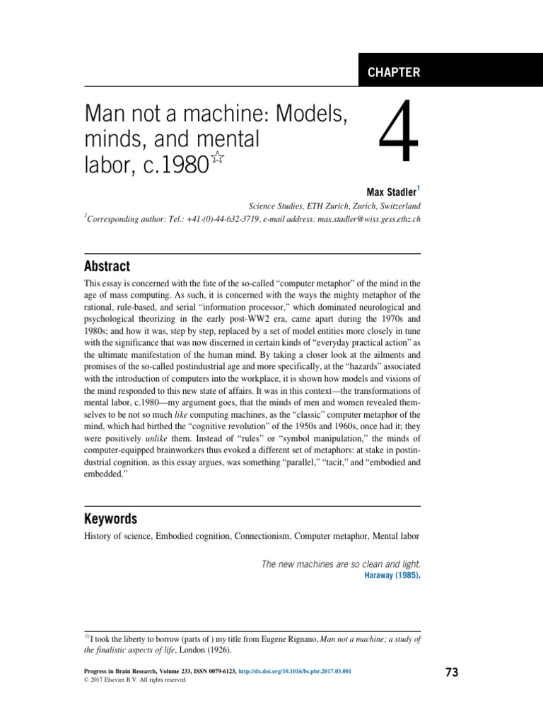 Man Not A Machine: Models, Minds, and Mental Labor, C. 1980 | PDF ...