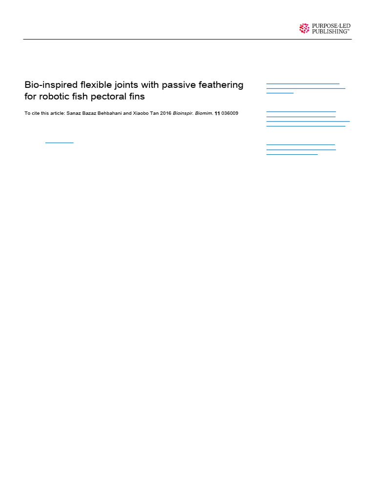 Bio-Inspired Flexible Joints With Passive Feathering For Robotic Fish ...