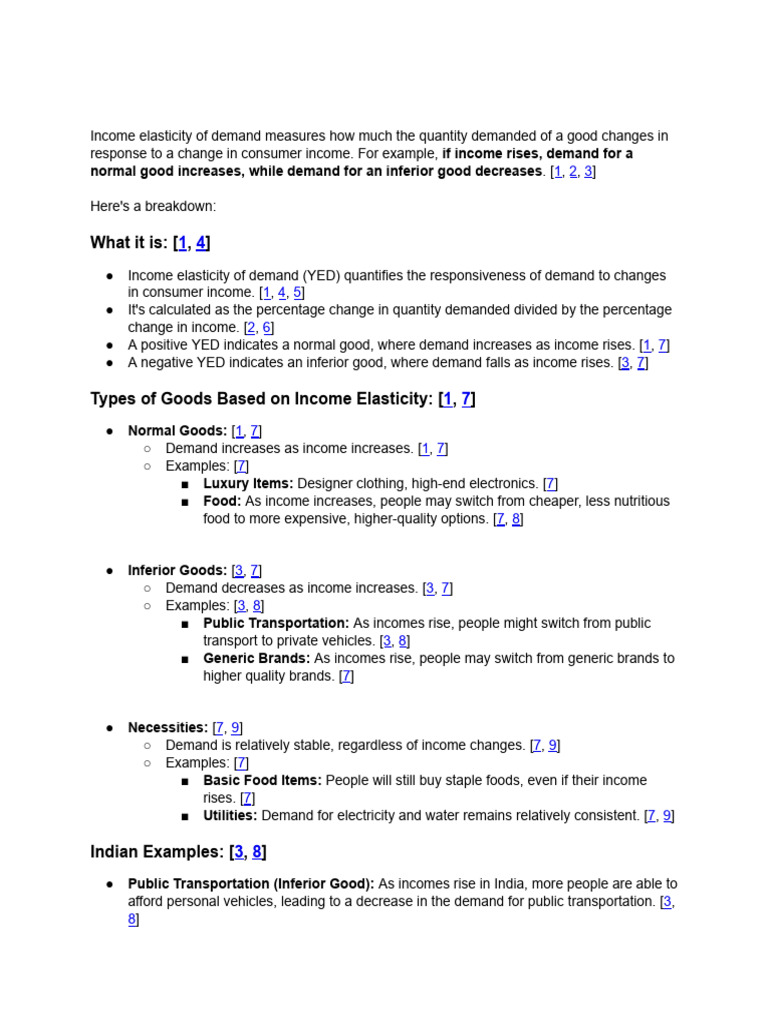 Explain Income Elasticity of Demand With Indian Suitable Example | PDF ...