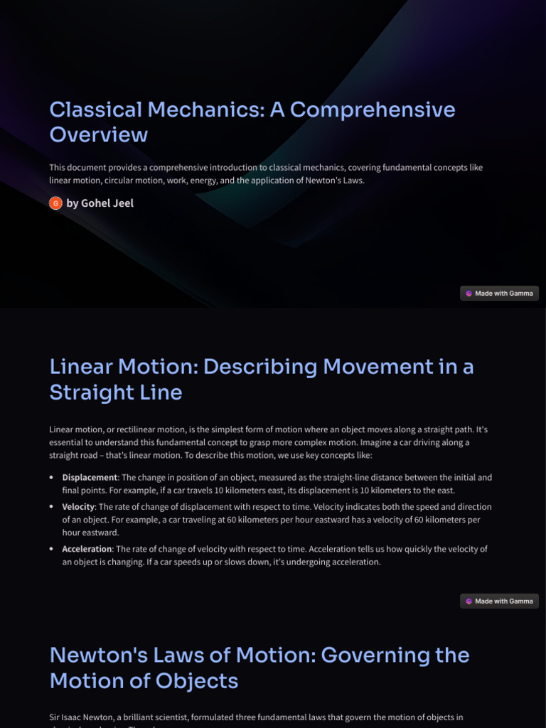 Classical Mechanics A Comprehensive Overview | PDF | Force | Acceleration