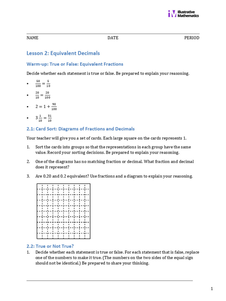 Grade4 4 2 Lesson Student Task Statements | PDF