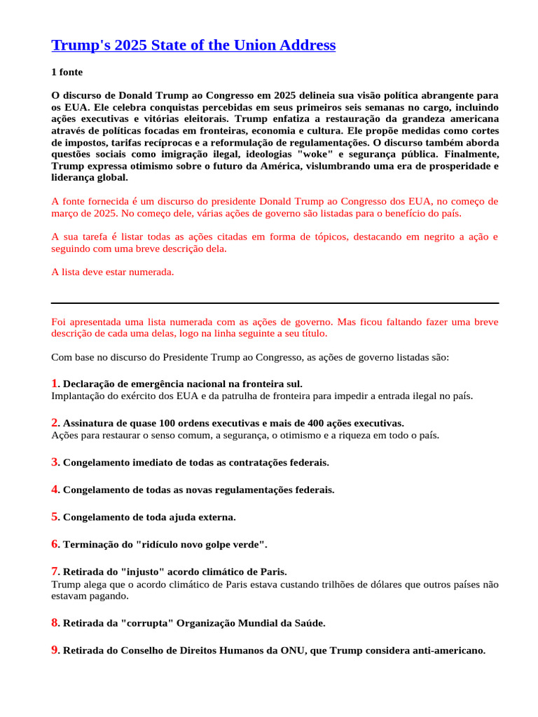 Discurso Estado Da União 2025 - Full Transcript of President Trump's Speech To Congress ...