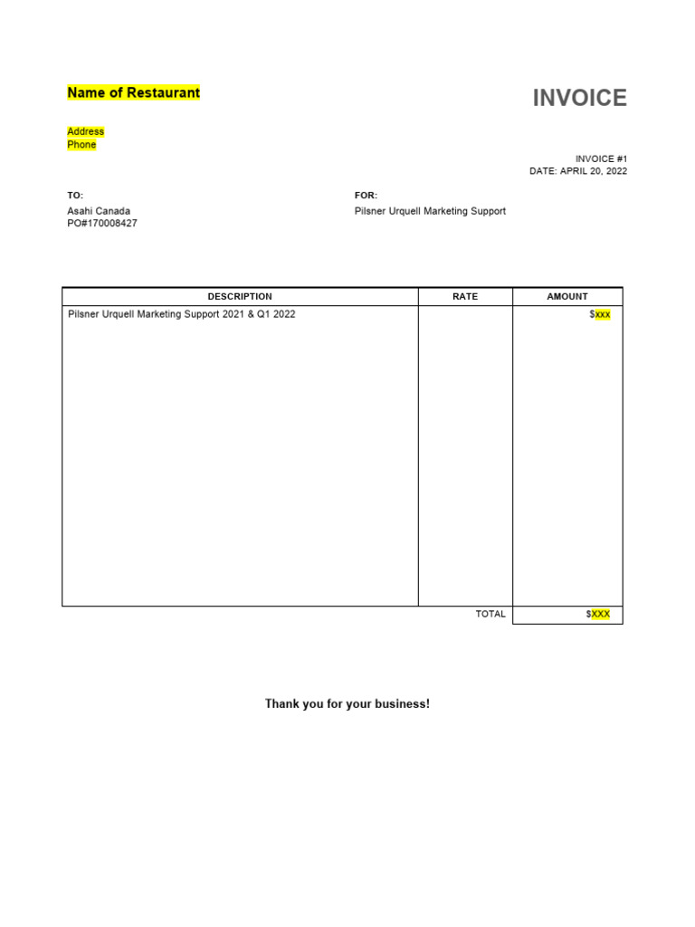 Invoice - Golden Pheasant | PDF