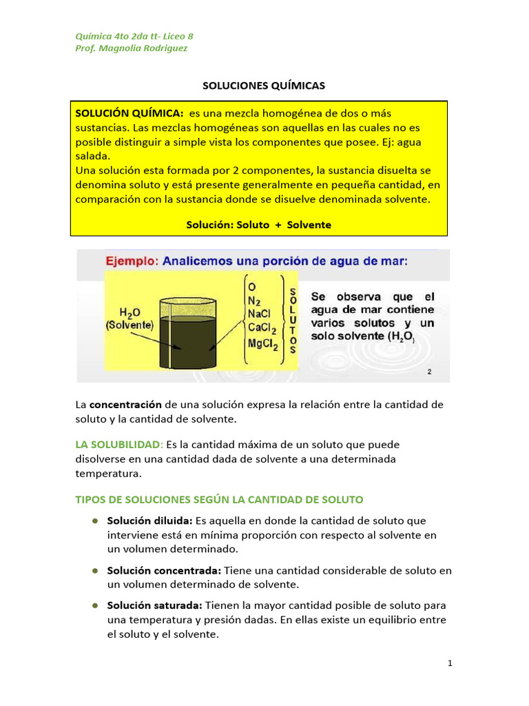 Liceo-Guia Soluciones | PDF | Solubilidad | Concentración