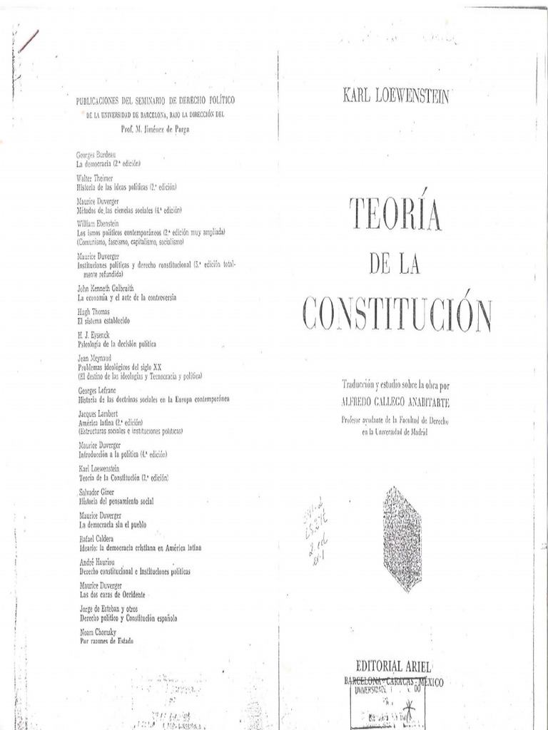 Teoria Da Constituicao - Karl Loewenstein | PDF