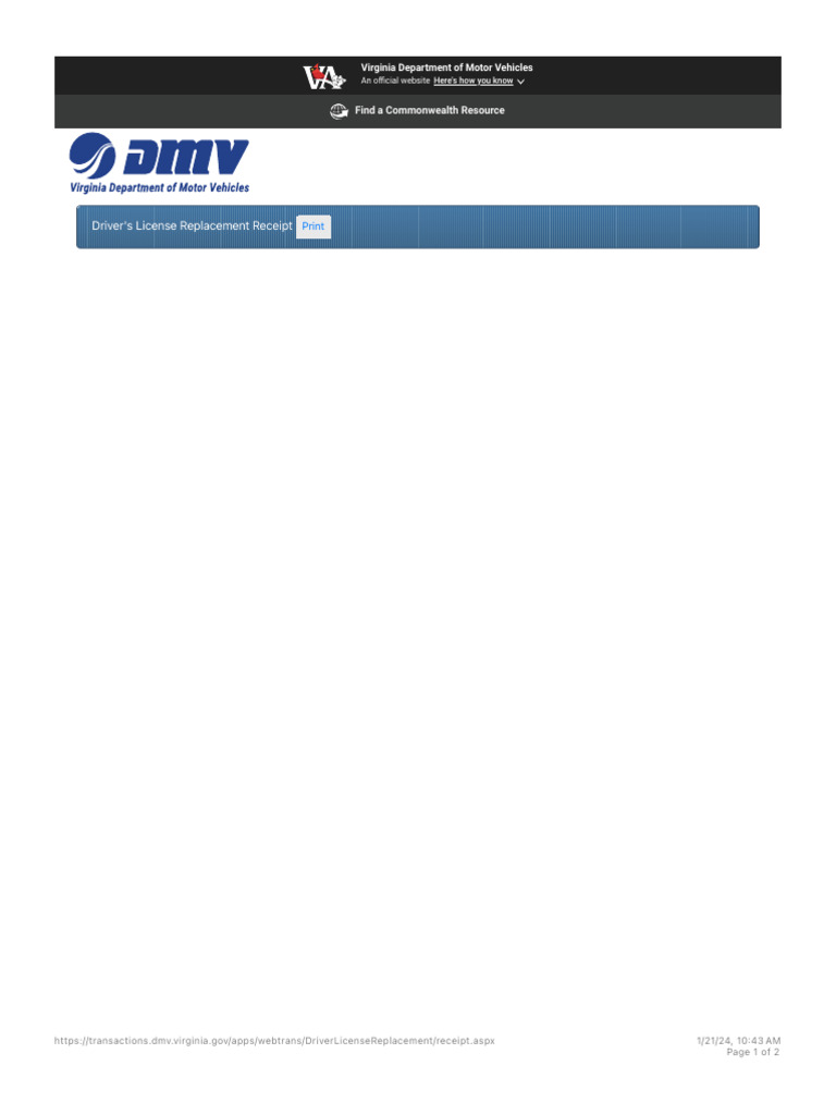 Virginia Department of Motor Vehicles - dmvNOW | PDF | Department Of ...