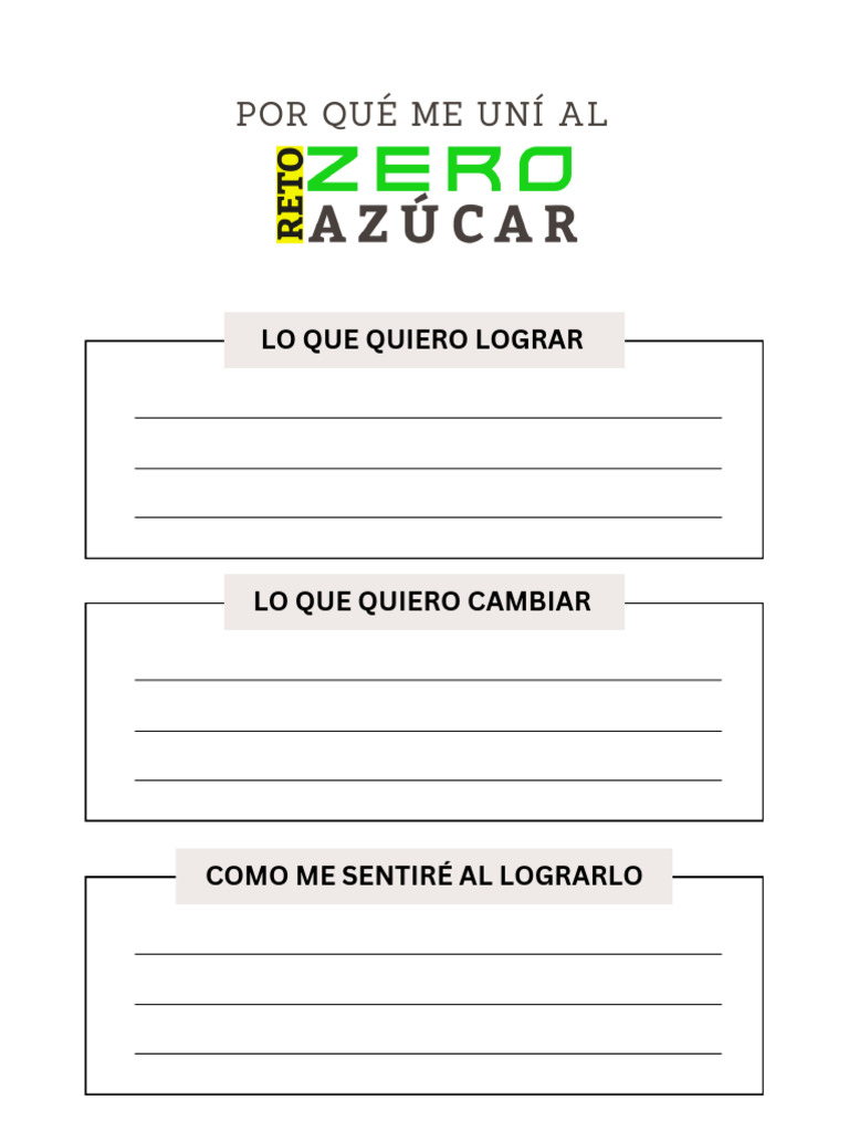 Kit Inicio Zero Azucar Metas | PDF