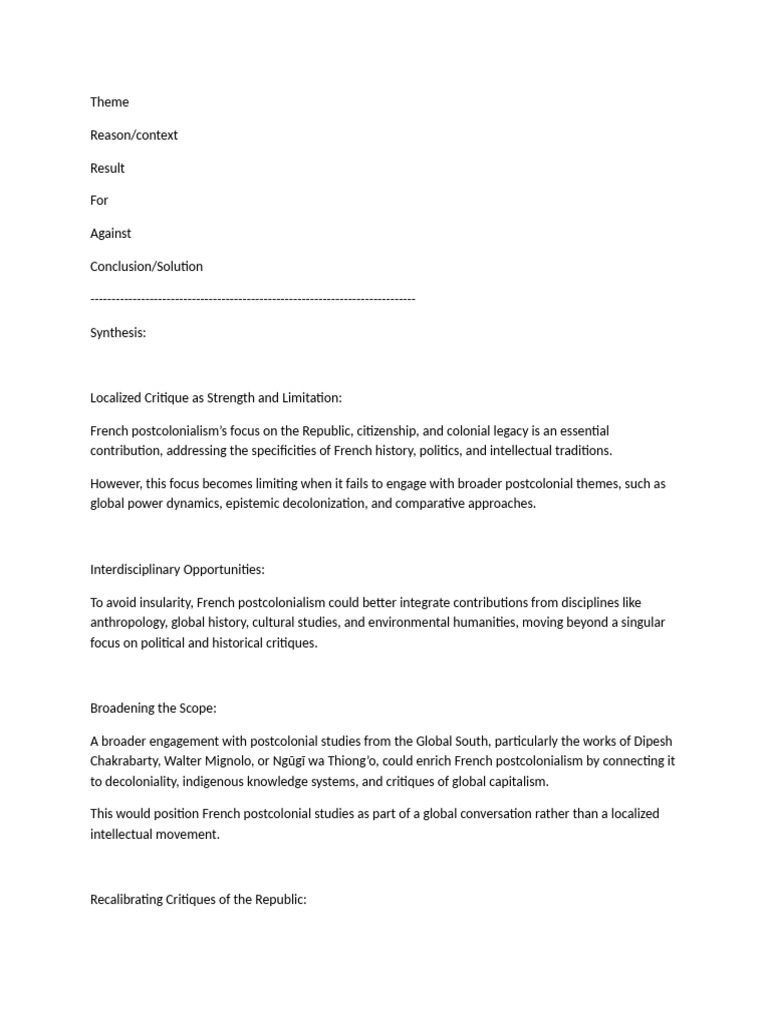 Postc Rough | PDF | Postcolonialism | Interdisciplinarity