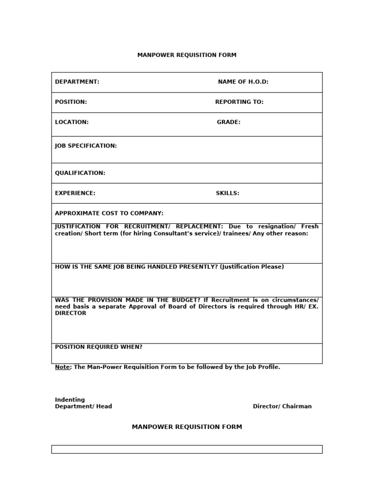 Man Power Requisition Form | PDF
