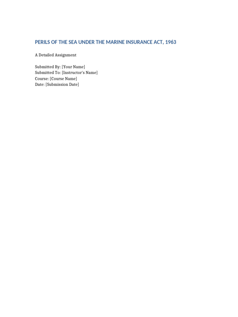 Understanding Perils of the Sea in Insurance | PDF | Insurance ...