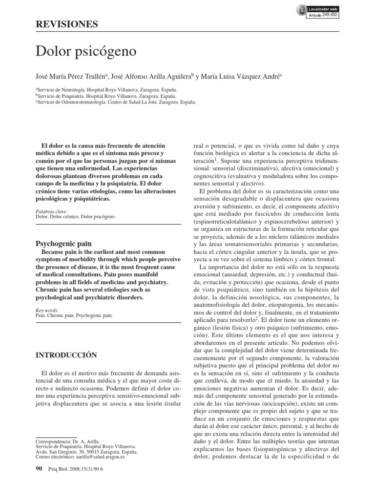 Dolor Psicogeno | PDF | Dolor | Antidepresivo