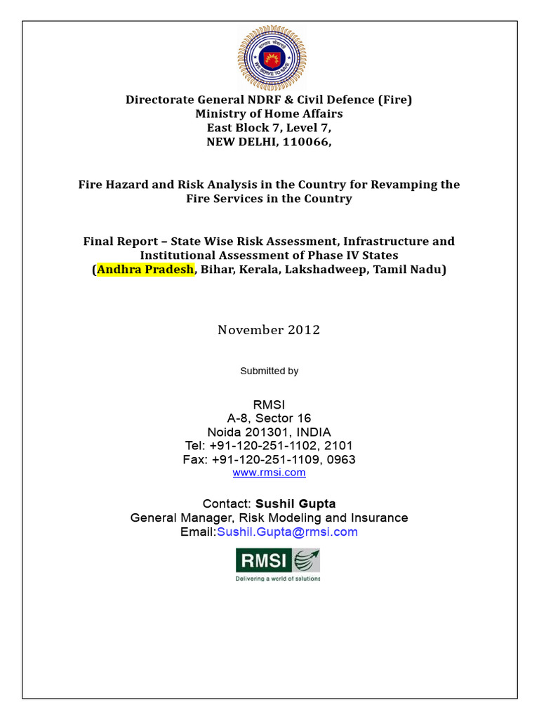 Fire Risk Assessment Report for States | PDF | Risk | Civil Defense