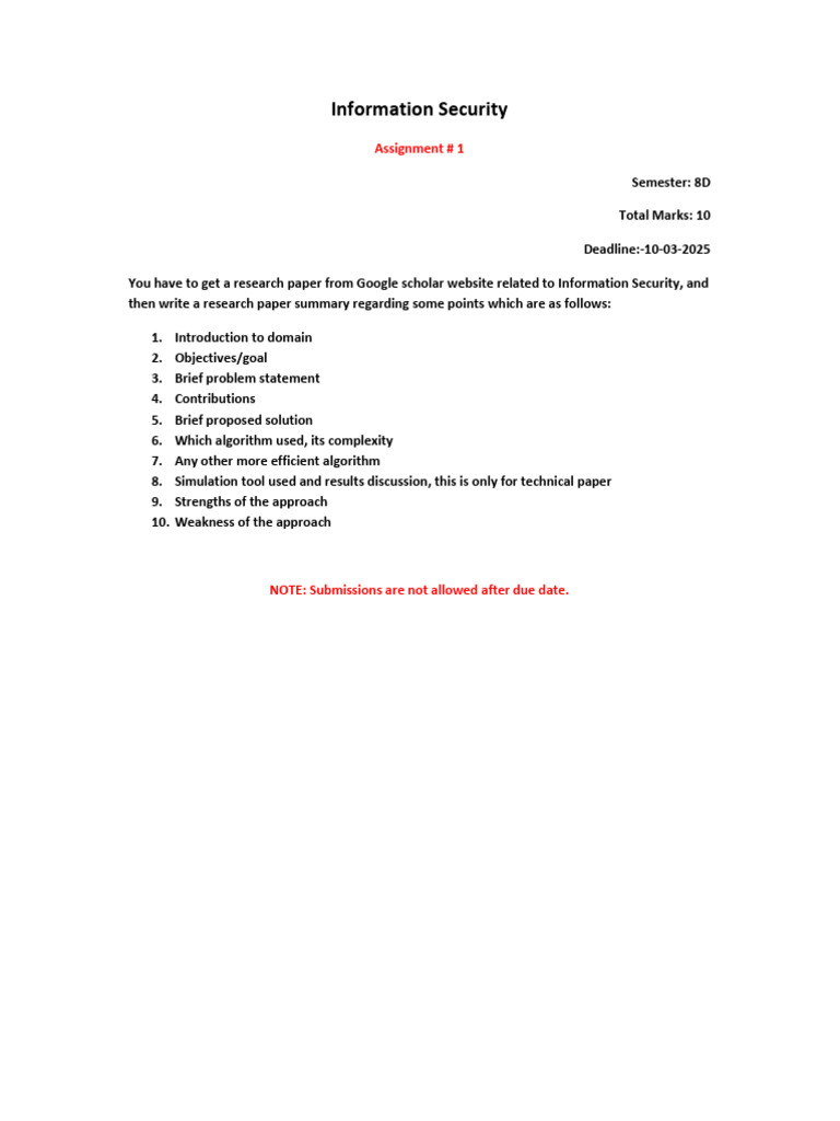 Assignment 1 - INFOMATION SECURITY | PDF