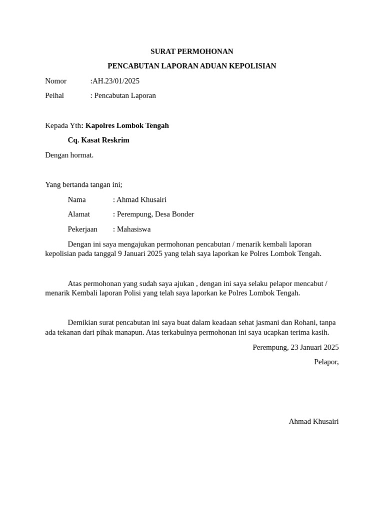 Surat Permohonan | PDF