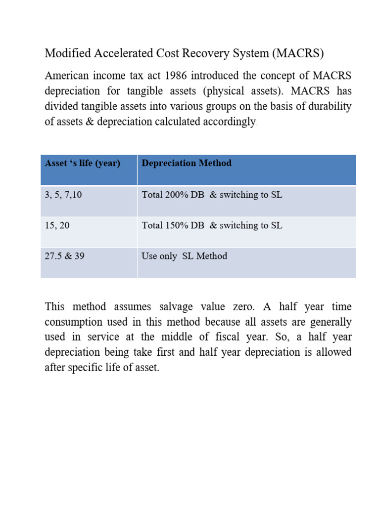 MACRS Depreciation Calculation Guide | PDF | Depreciation | Government ...