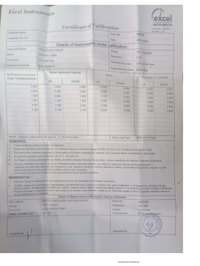 Calibration Certificate | PDF