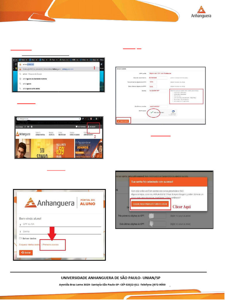 Acesso ao Portal do Aluno Anhanguera | PDF