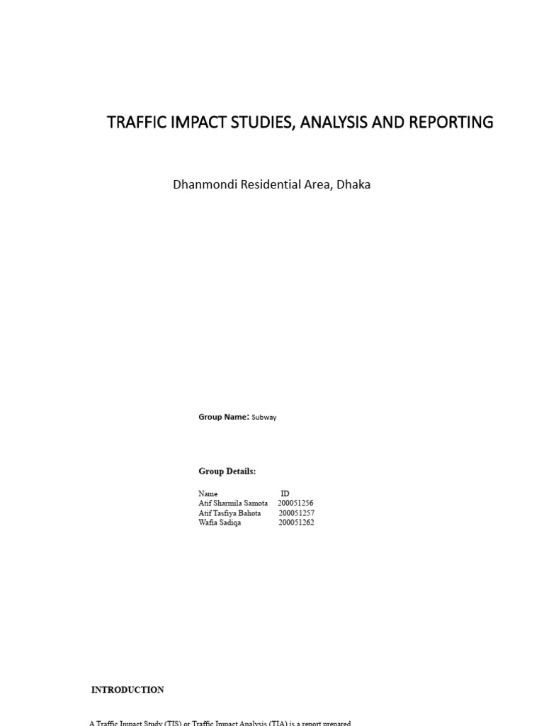 Traffic Impact Studies Analysis and Reporting | PDF | Traffic Congestion | Traffic