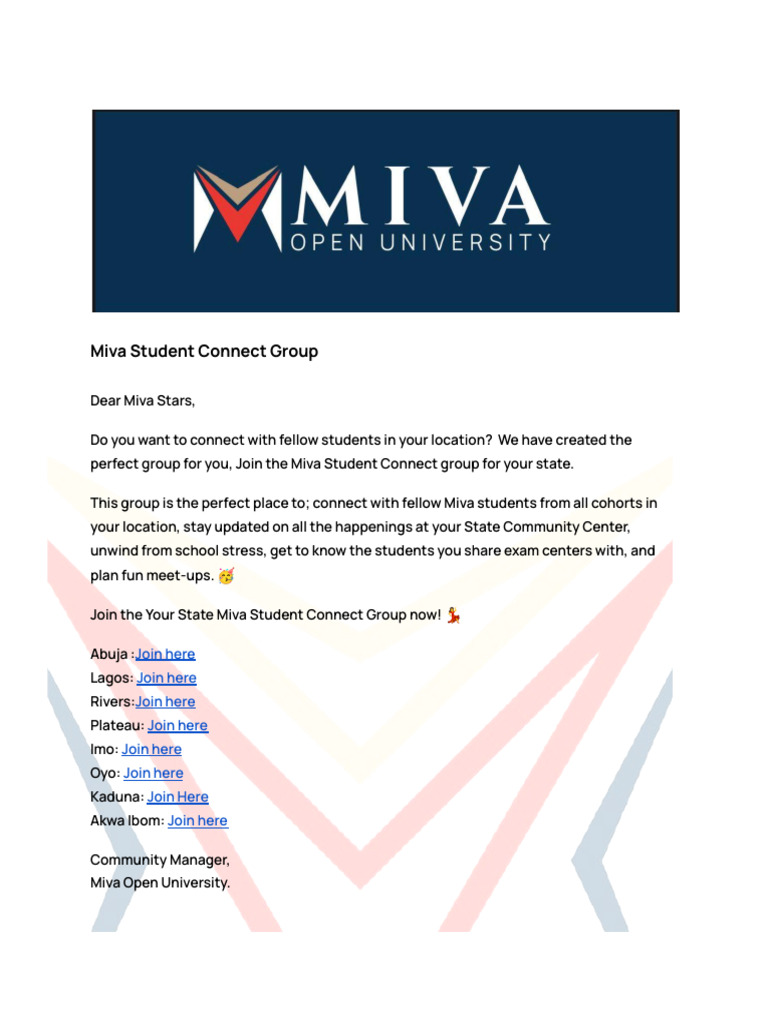 Join Your State Miva Student Group | PDF