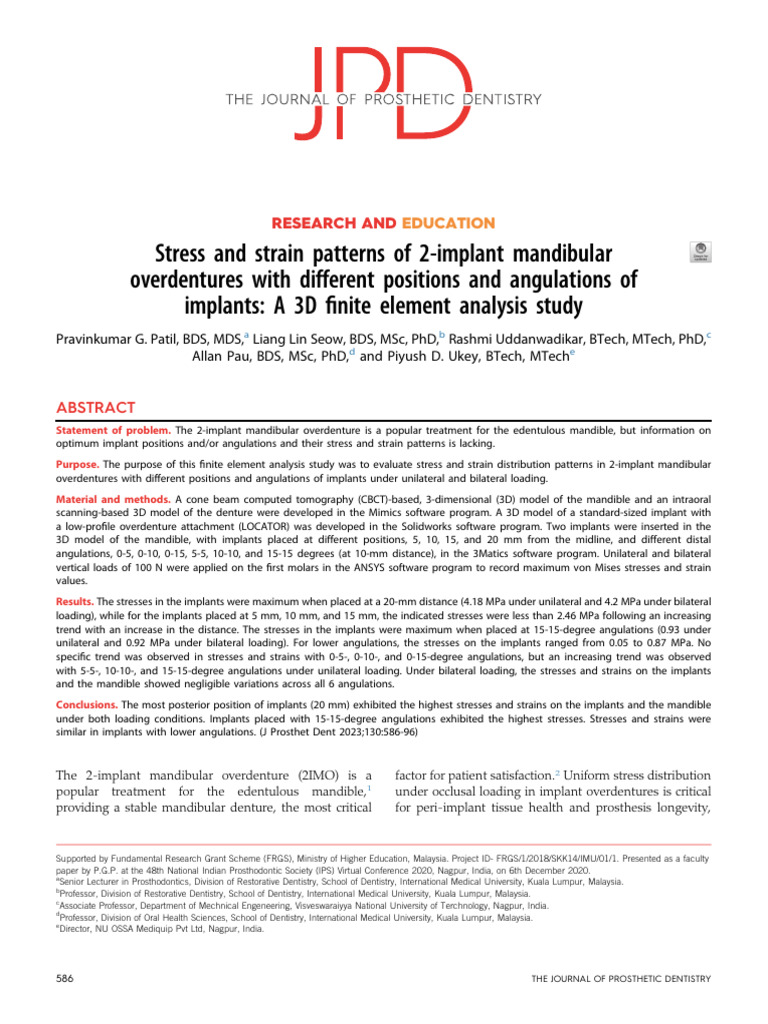 Stress-and-strain-patterns-of-2-implant-mandibular | PDF | Dental ...