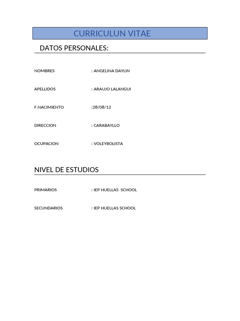 Currículum Vitae de Angelina Araujo | PDF