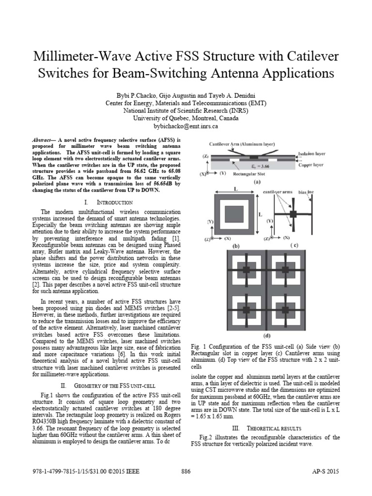 Cantilever-Based FSS for 60GHz Antennas | PDF | Antenna (Radio) | Radiation