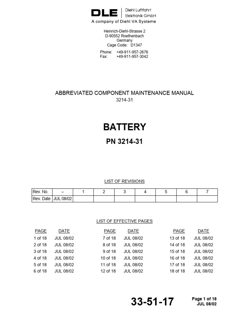 Diehl 3214-31 CMM 33-51-17 Rev 0 7-8-02 | PDF | Power Supply | Direct ...