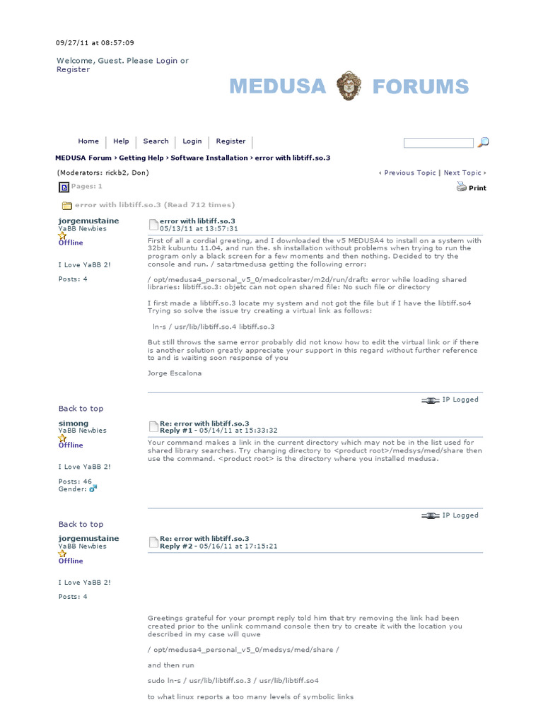 MEDUSA Forum - Error With Libtiff - So | PDF | Operating System Families | Software Engineering