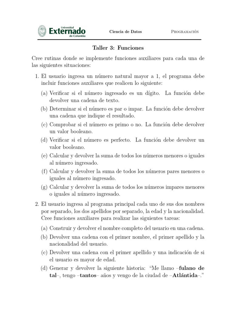 Taller 3 Funciones | PDF | Triángulo | Matemáticas