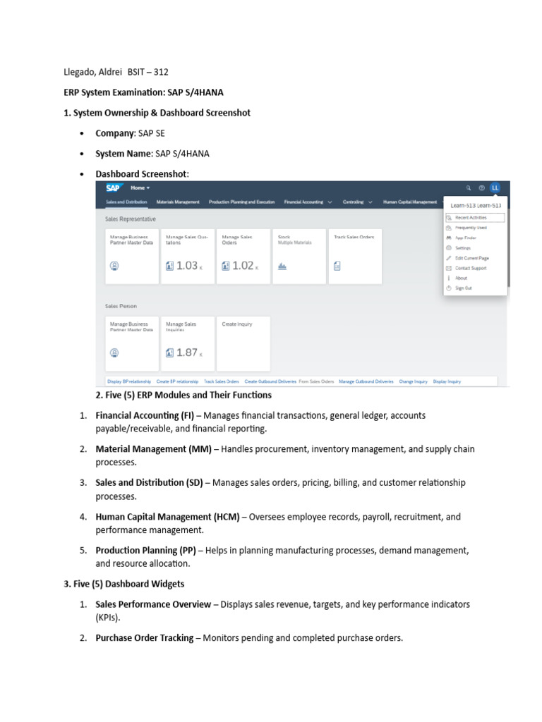03 Task Performance 1 - ARG | PDF | Performance Indicator | Enterprise Resource Planning