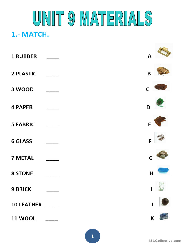 English Materials Worksheet | PDF