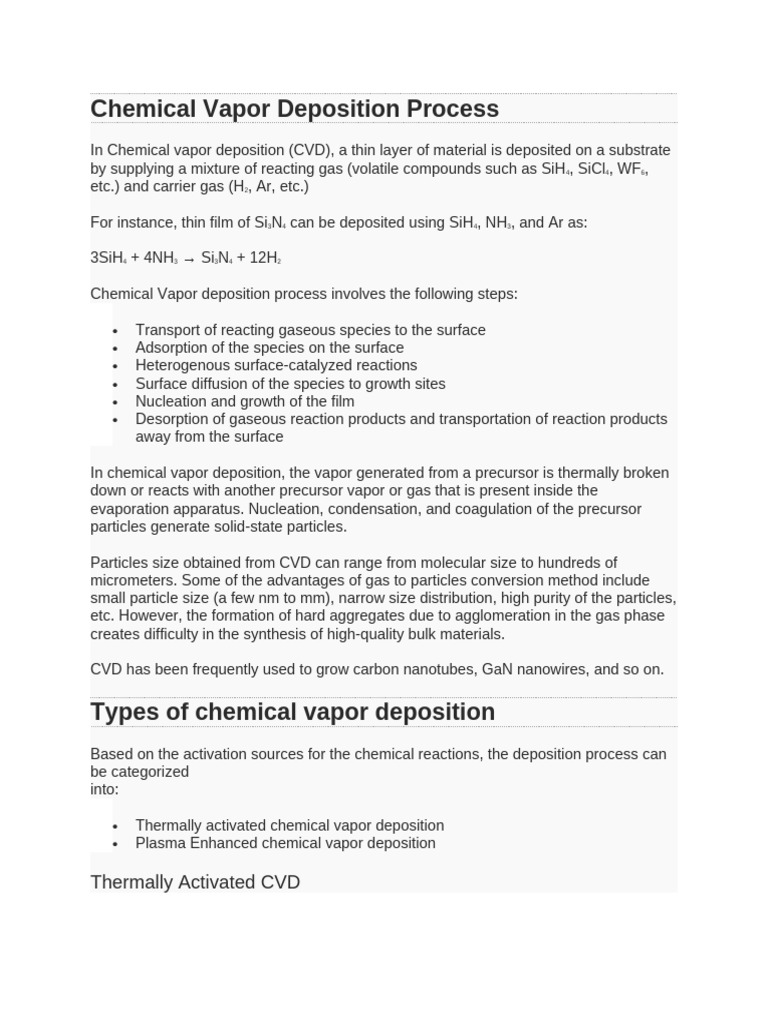 CVD Method for Nanoparticle Synthesis | PDF | Photolithography ...