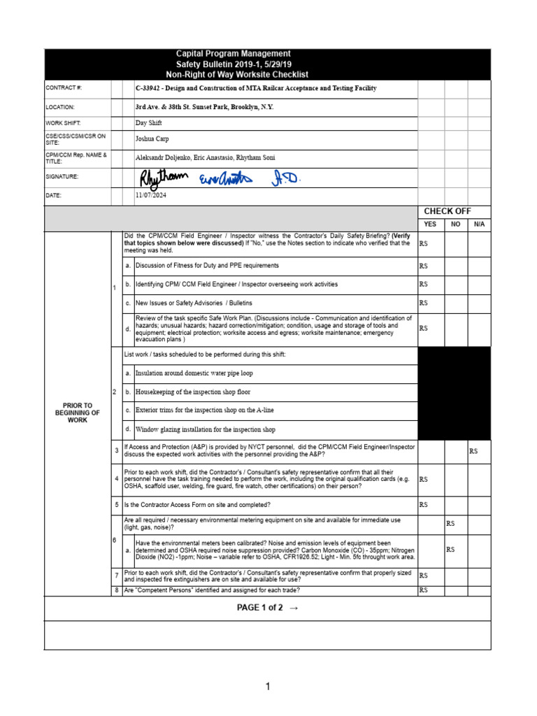 NROW Safety Checklist 2-21 | PDF | Personal Protective Equipment | Safety