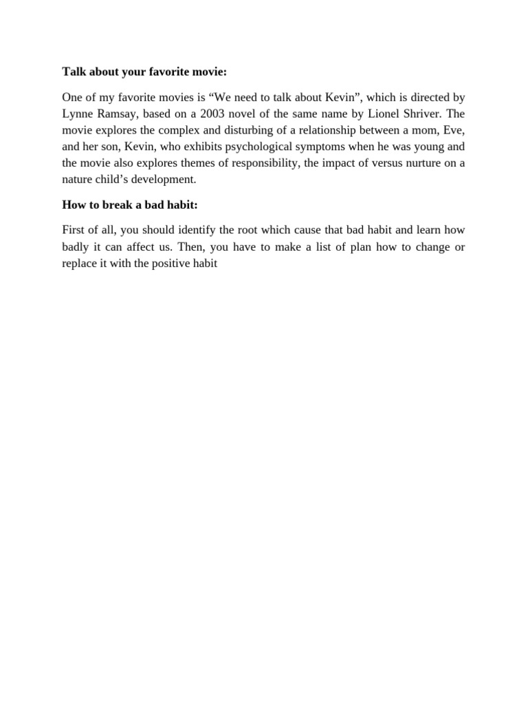 Favorite Movie and Breaking Bad Habits | PDF