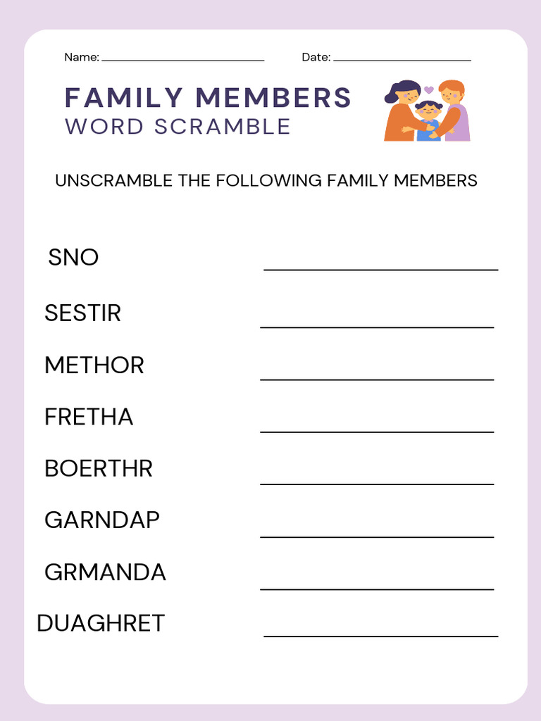 Family Members Word Scramble Game | PDF