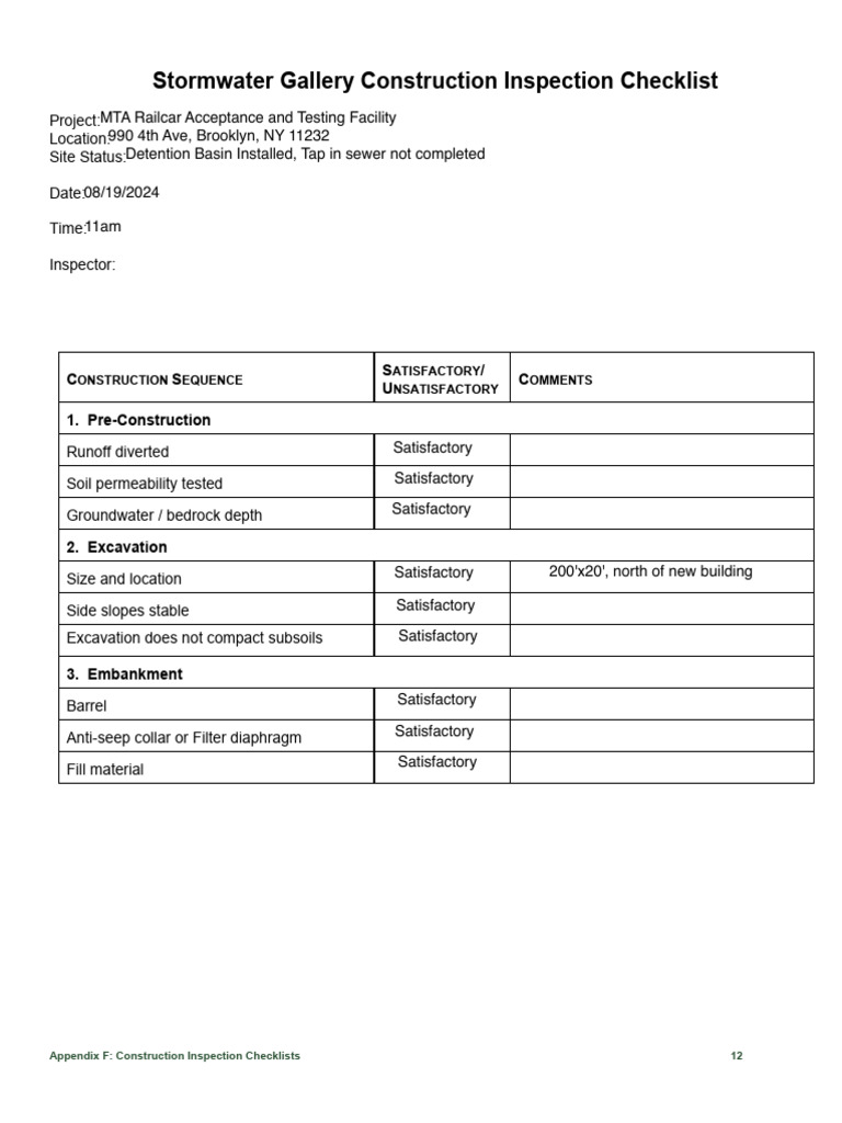 Stormwater Construction Inspection Checklist 2024-08-19 | PDF ...