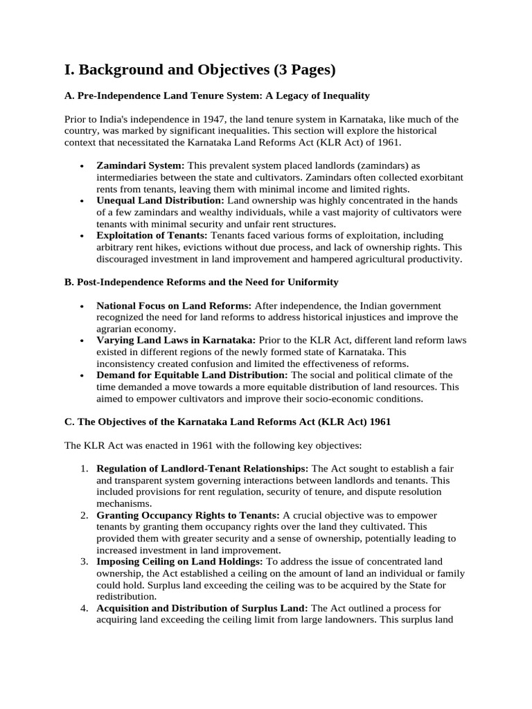 Karnataka Land Reforms Act Overview | PDF | Leasehold Estate | Eviction