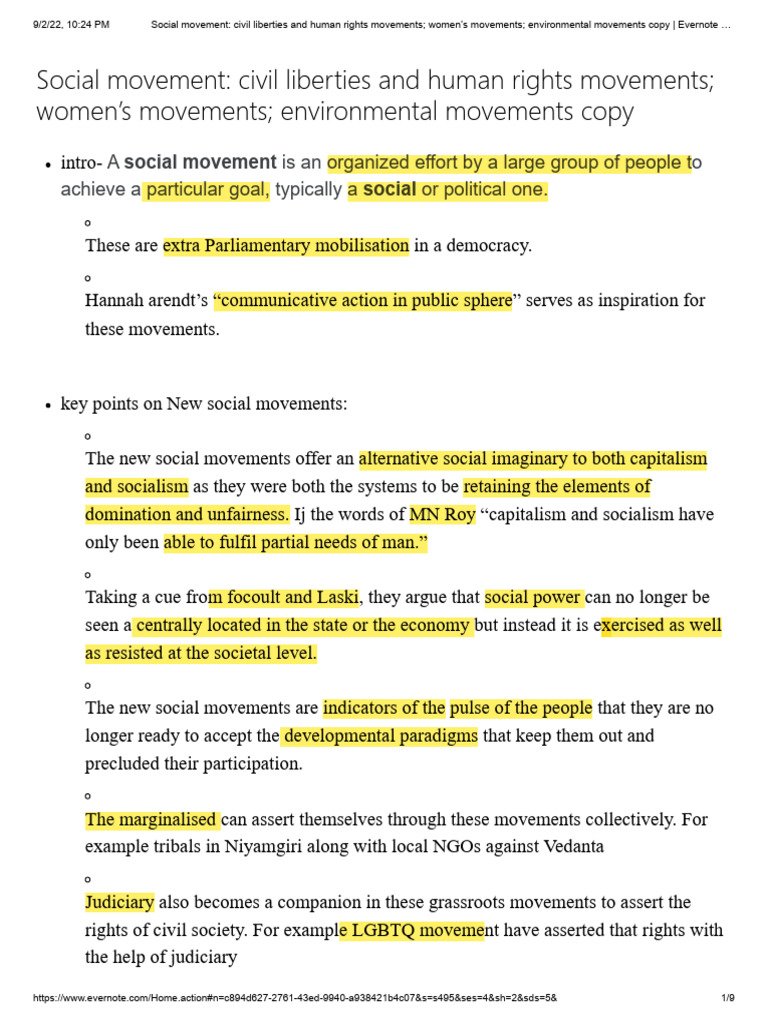Social Movement - Civil Liberties and Human Rights Movements Women's ...