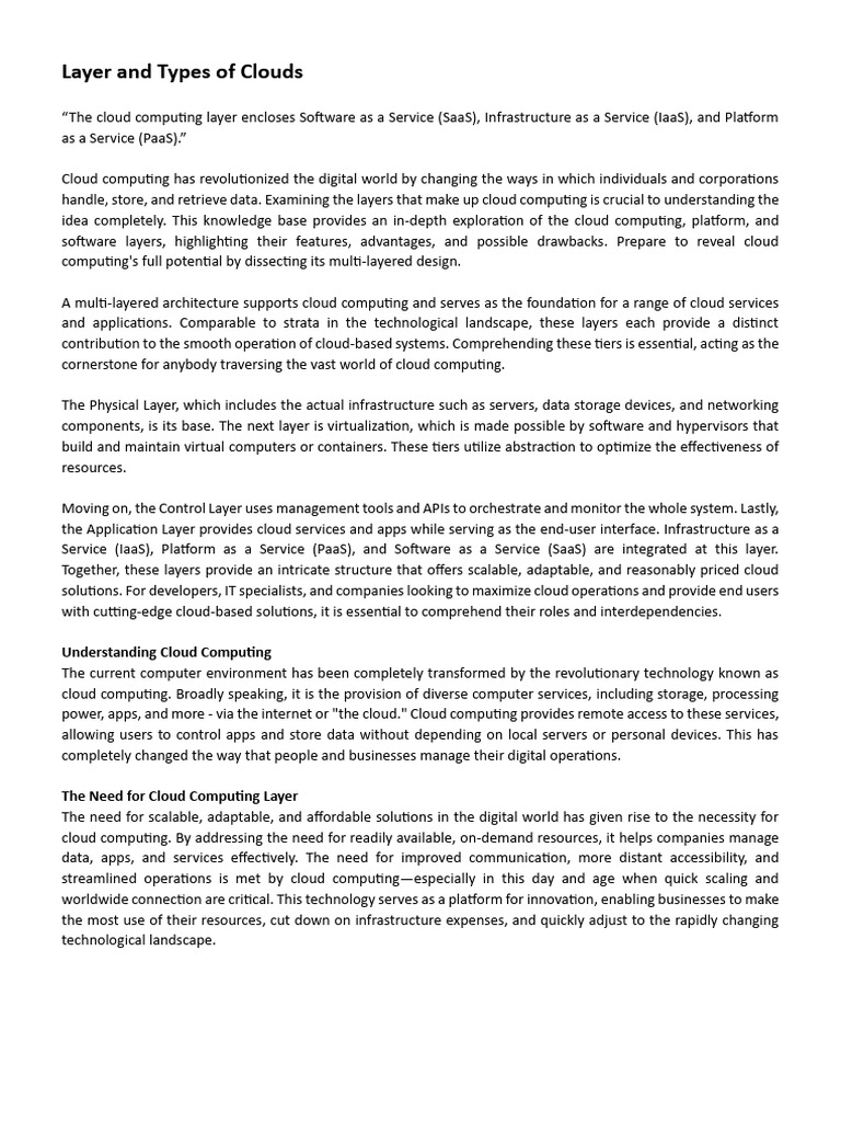 Understanding Cloud Computing Layers | PDF | Cloud Computing | Software ...