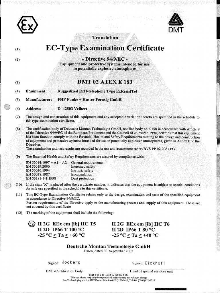 Dmt 02atexe183 | PDF